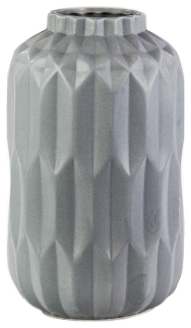 Ceramic Round Vase with Quartz Amethyst Pattern Design Matte Gray ...