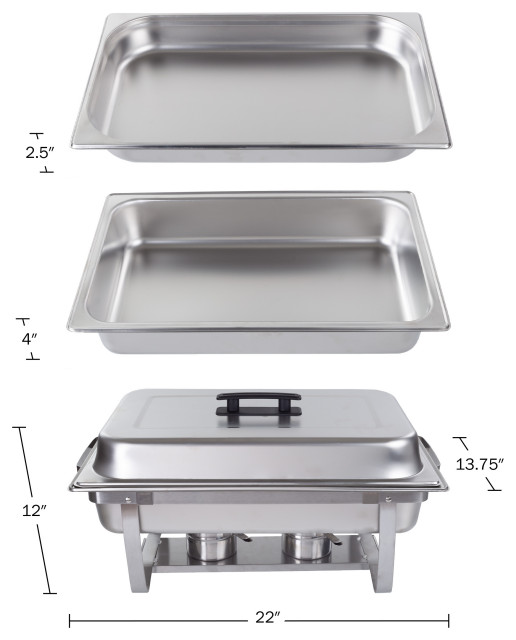 Chafing Dish Buffet Set Food and Water Pans, Covers, Stands, and Fuel ...