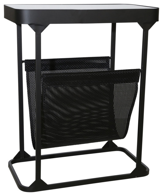 Metal Magazine Rack with Bottom Mesh Sling and Tubular Frame, Black ...