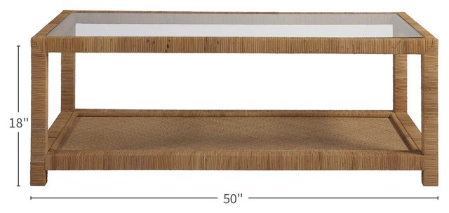Long Key Brown Rattan Coffee Table - Beach Style - Coffee Tables - by ...