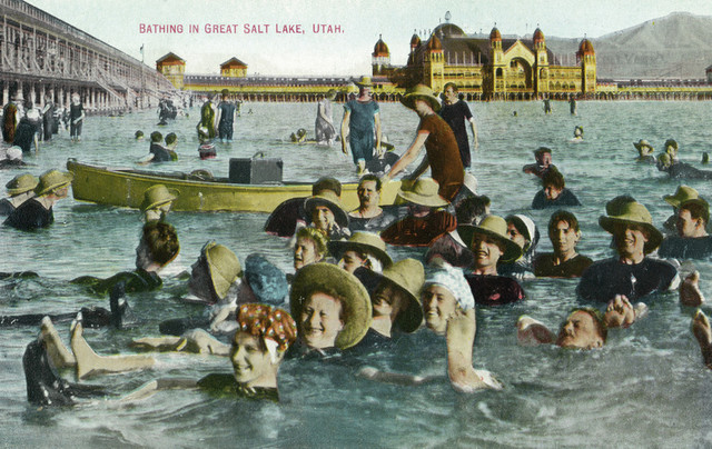 "Utah, People Swimming, Floating in the Great Salt Lake" Print ...