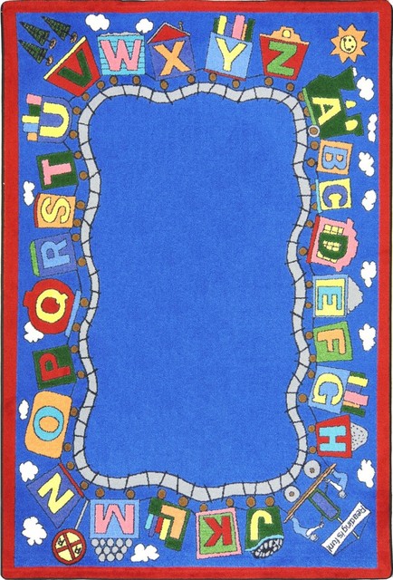 Kid Essentials, Language & Literacy Reading Train Rug, 7'8" x 10'9 ...