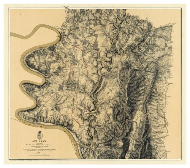 "Civil War Map - Antietam, 1869" Print by United States War Department ...