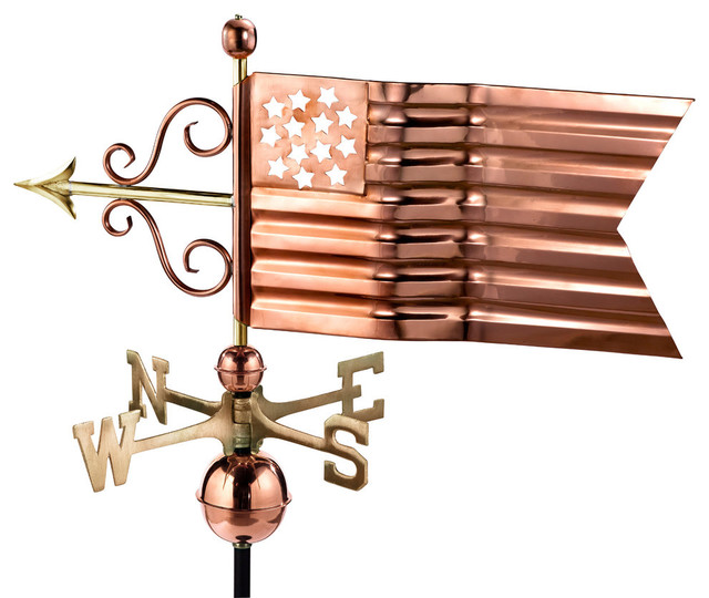 American Flag Weathervane, Pure Copper - Contemporary - Weather Vanes ...