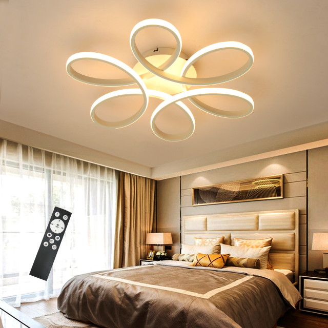 23" LED Semi Flush Mount Modern Aluminum Ceiling Light, Remote Dimming ...