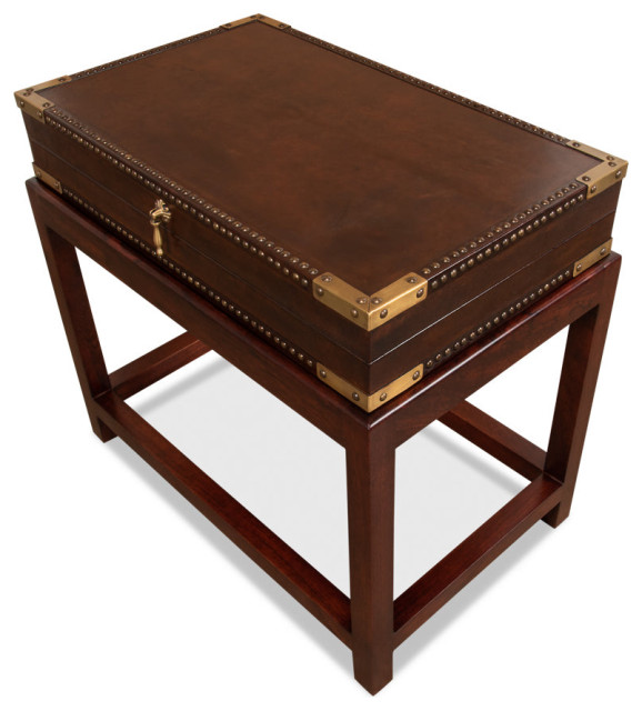 Winchester Box On Stand Leather Accent Cabinet - Transitional - Accent ...