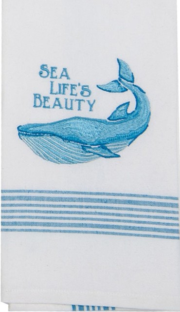 Whale Sea Lifes Beauty Coastal 28 Inch Embroidered Kitchen Dish Tea ...