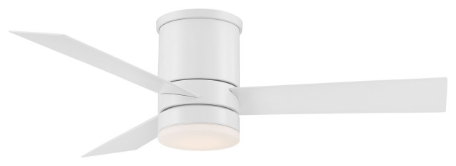 Axis 3-Blade Smart Flush Mount Ceiling Fan 44" Matte White, 3000K LED ...