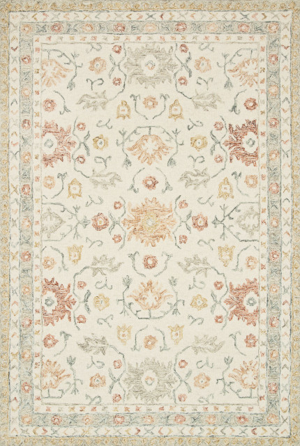 Hooked Wool Pile Norabel NOR-03 Ivory / Rust Area Rug by Loloi, 9'-3" X ...