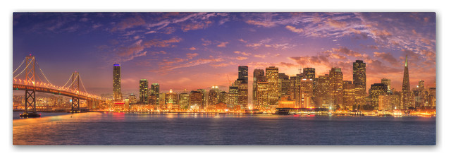 Doug Cavanah 'Sf With Bay Bridge' Canvas Art, 10"x32" - Contemporary ...