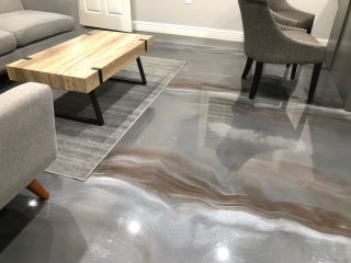 Metallic Epoxy Floor Coating Grey & Bronze - Modern - Living Room ...