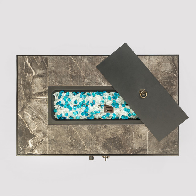 Rectangular Ceramic Tile Tabletop Outdoor Fire Pit Table with Lid ...