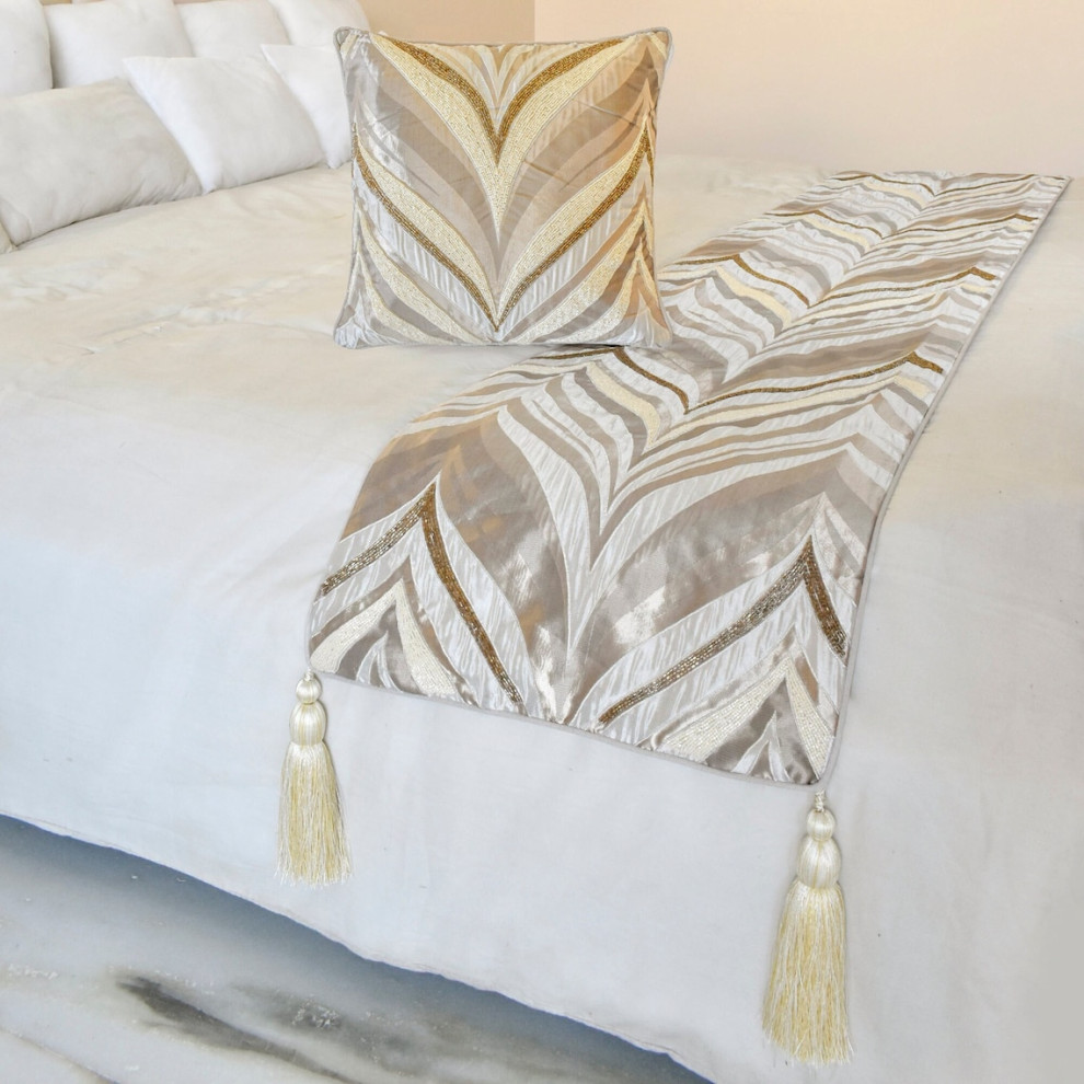 Decorative Pink Velvet Twin Bed Runner Only, Chevron - Artful Chevron ...