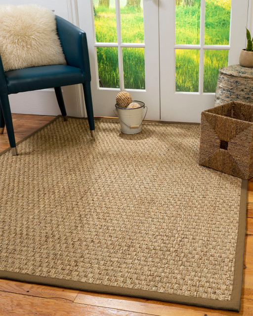 Natural Area Rugs Made in USA Basketweave Seagrass Rug, Squirrel, 12' X ...