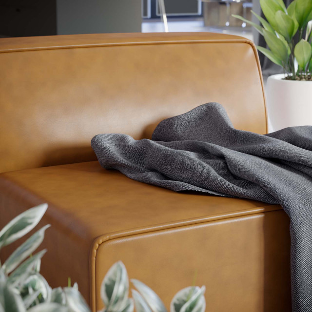 Sofa Middle Chair, Faux Vegan Leather, Gray, Modern, Lounge Hospitality ...