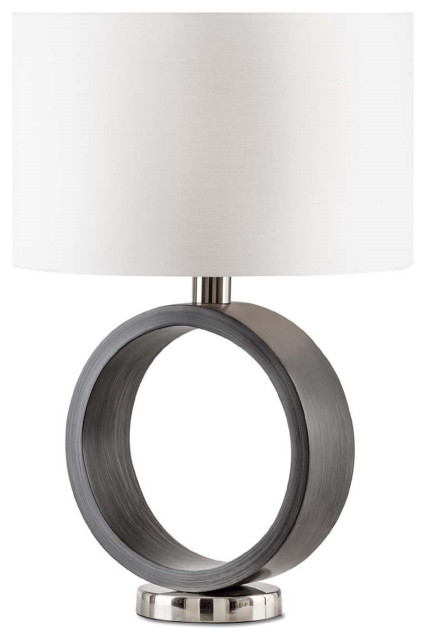 Tracey Ring Table Lamp - 24″, Charcoal Gray, Brushed Nickel, On/Off ...