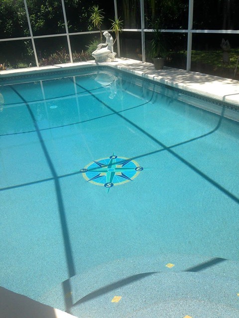 Rose Compass 2 Ceramic Swimming Pool Mosaic, 60"x60" - Beach Style ...