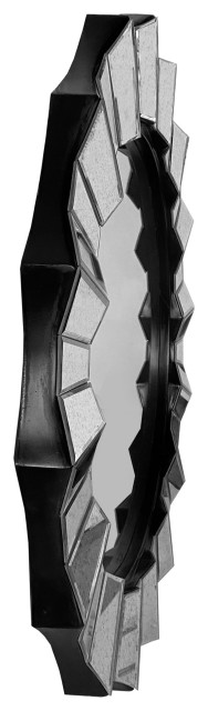 Round Accent Wall Mirror With Scalloped Design and Beveled Edges ...