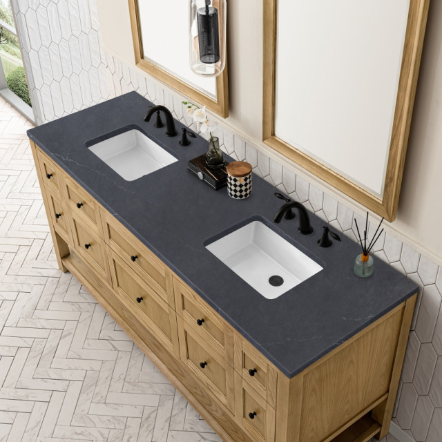 72" Modern Farmhouse Light Oak Double Sink Bathroom Vanity, James ...