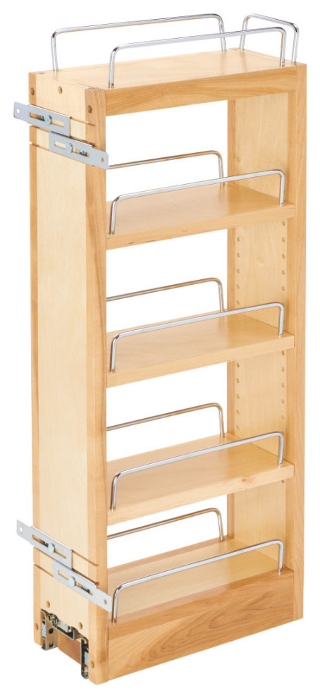 Wood Wall Cabinet Pull Out Organizer, 5" - Transitional - Pantry And ...