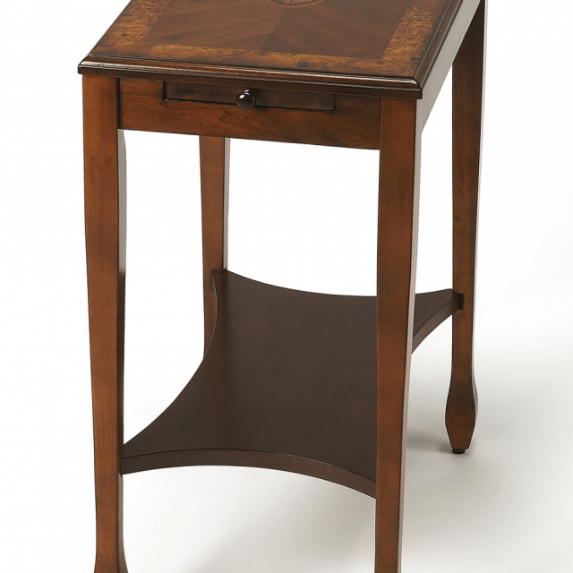 25" Medium Brown Manufactured Wood Rectangular End Table With Shelf ...