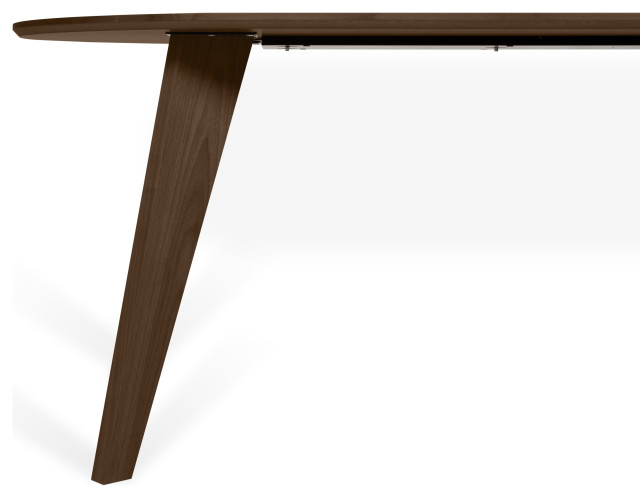 Modern Walnut Dining Table, Walnut and Black, Angled Leg - Midcentury ...