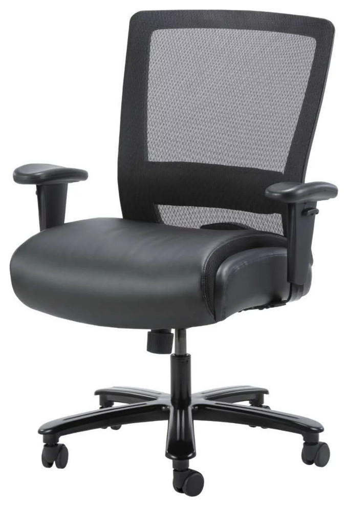Contemporary Office Chair, Extra Padded PU Leather Seat & Breathable ...