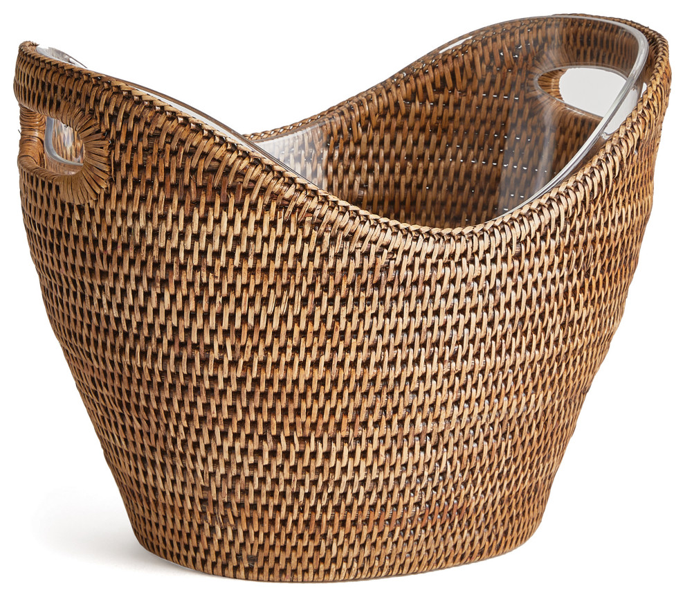 Burma Rattan Beverage Tub Large, 14.25 x 10.75 x 10.75;Insert: 13.75 x ...