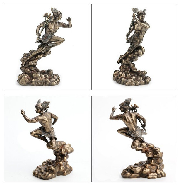 Greek God Hermes Running With Caduceus Statue - Traditional ...