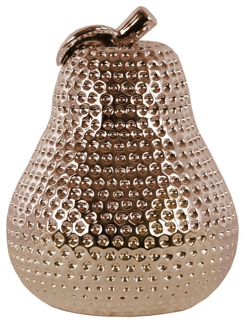 Pear Decor With Leaf on Stem, Large - Contemporary - Decorative Objects ...