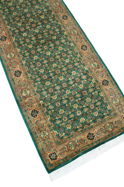 Pak-Persian Elfi Green/Rose Runner, 2'7x9'11, 2'7x9'11 - Traditional ...