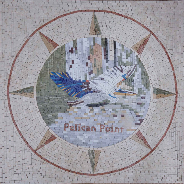 Pelican Point - Bird Mosaic Art, 72" x 72" - Beach Style - Tile Murals ...