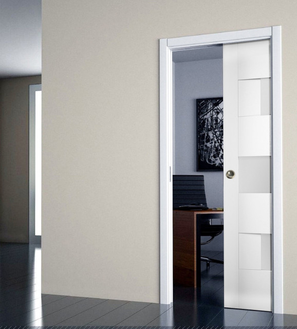 Sliding Pocket Door Opaque Glass / Sete 6933 White Silk, 28" X 84 ...