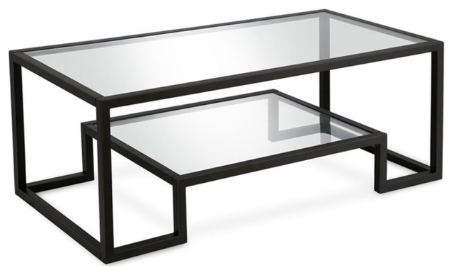 Maklaine Contemporary Metal Coffee Table in Black and Bronze ...