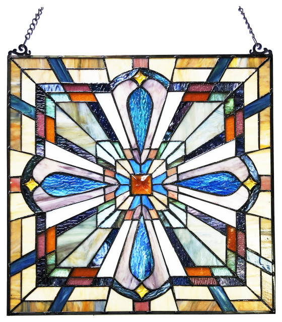 ARCHIE Tiffany-Style Mission Stained Glass Window Panel, 20 ARCHIE Tiffany-Style Mission Stained Glass Window Panel, 20