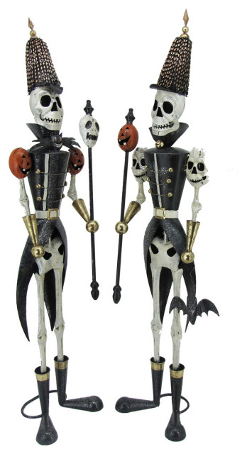 Standing 63.5" Tall Halloween Skeleton Soldiers With Staffs, Set of 2 ...