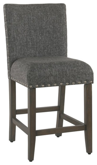 Home Square 24" Fabric Counter Stool with Nailheads in Slate Gray - Set ...