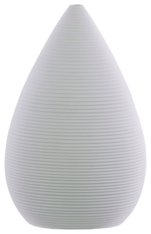 Bellied Round Vase, Narrow Mouth, Ribbed, Small - Transitional - Vases ...
