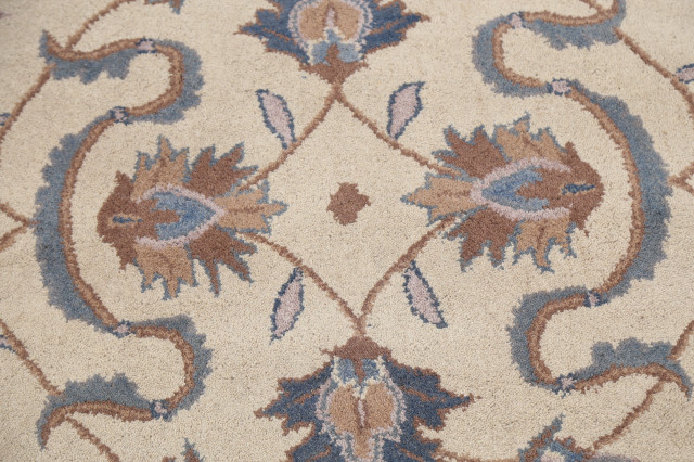 Traditional Floral Round Oriental Area Rug Wool Hand-tufted 6x6, 6'0" x ...