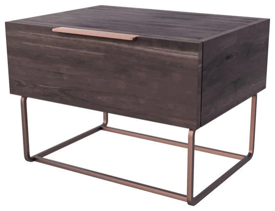 Yara Italian Modern Dark Rovere Nightstand - Industrial - Nightstands ...