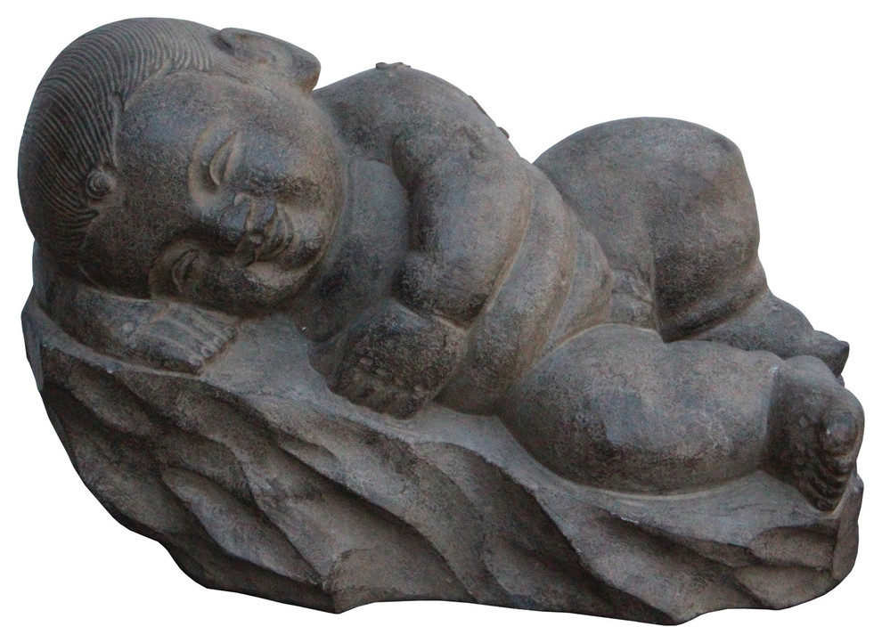 Chinese Oriental Stone Reclining Sleeping Baby Kid Figure Hcs3630 ...
