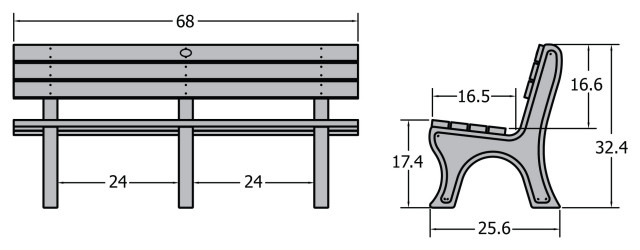 Aurora Traditional 6' Park Bench, Weathered Acorn - Contemporary ...