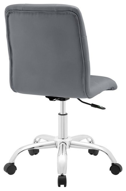 Hawthorne Collections Modern Faux Leather Mid Back Swivel Chair in Gray ...