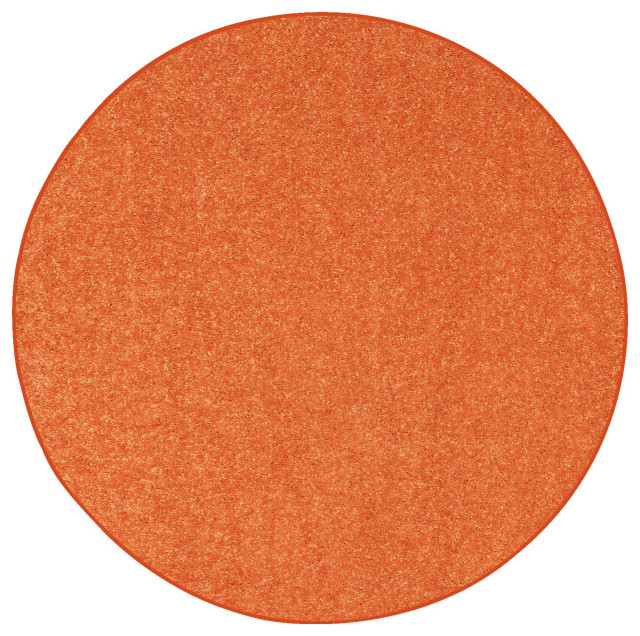 Home Queen Kids Solid Color Area Rugs, Orange, 6' Round - Contemporary ...