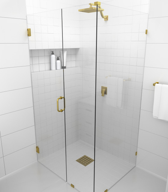 78"x39"x42.5" Frameless 90 Degree Shower Enclosure Wall Hinge ...