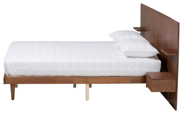 Graham Ash Walnut Wood Queen Size Platform Storage Bed with Built-In ...
