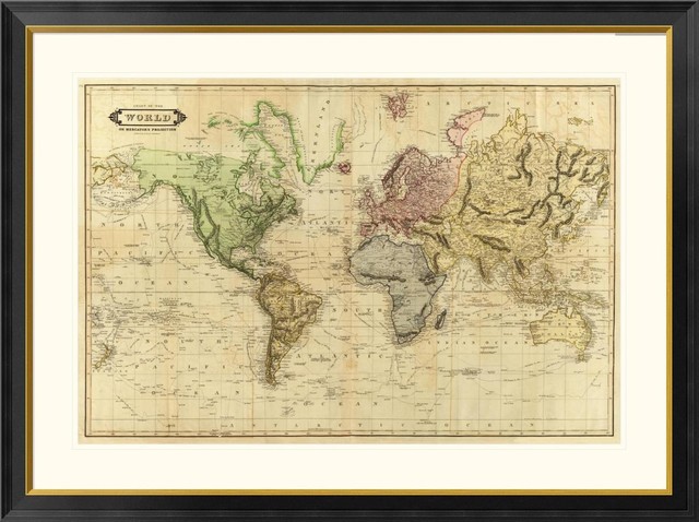 "World, 1831" Framed Digital Print by Daniel Lizars, 32x25", 46"x1.5 ...