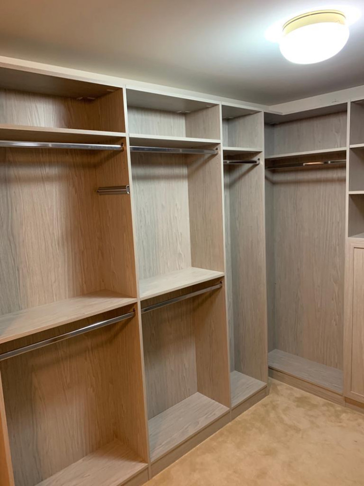 Elegant Organization: Designing Light Brown Wooden Walk-In Closets ...