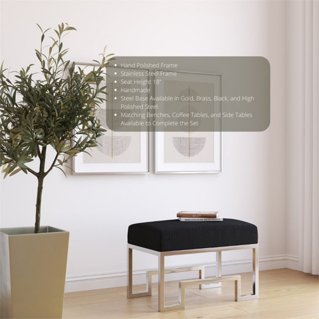 American Home Classic Laurence 18" Stainless Steel/Fabric Stool in ...