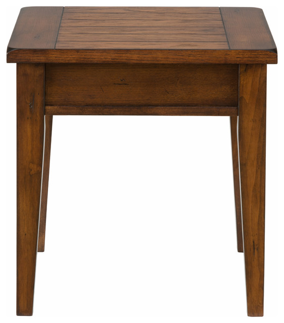 End Table With Oak Veneers, Dark Brown - Transitional - Side Tables And ...